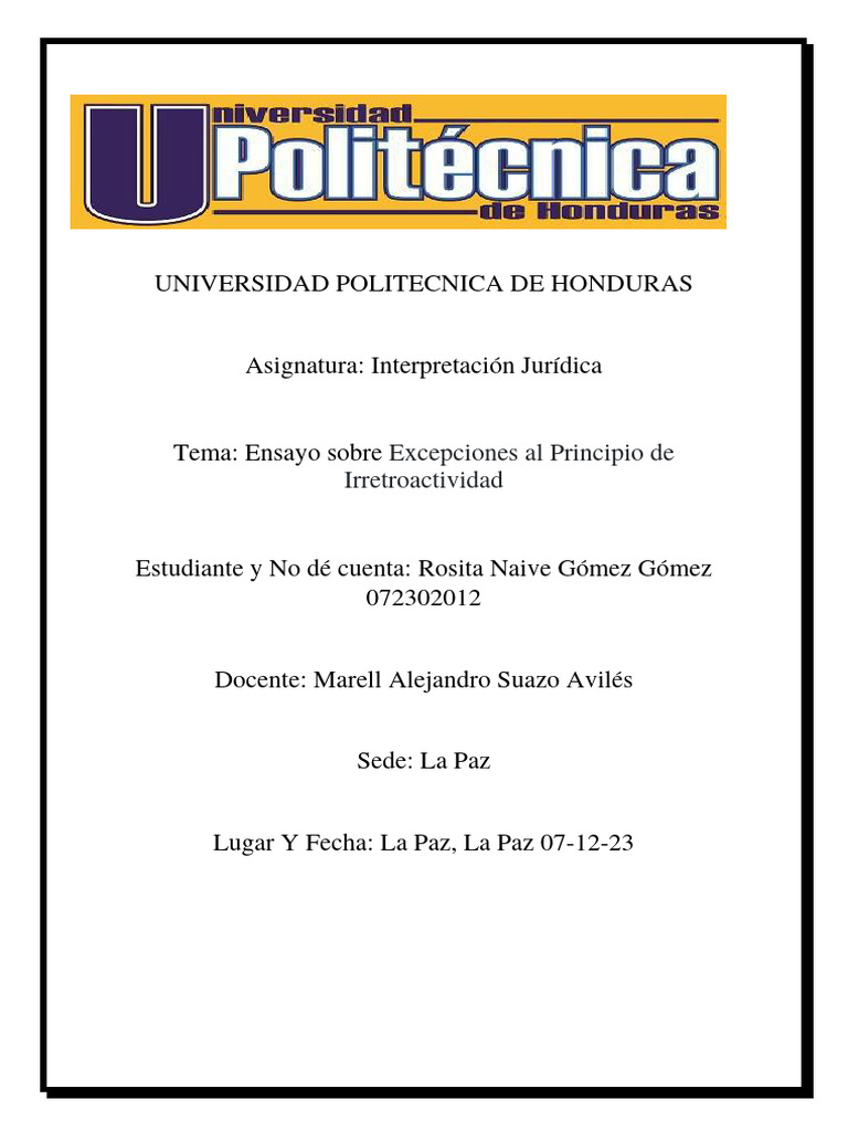 Excepciones al Principio de Irretroactividad | PDF | Debido al proceso ...