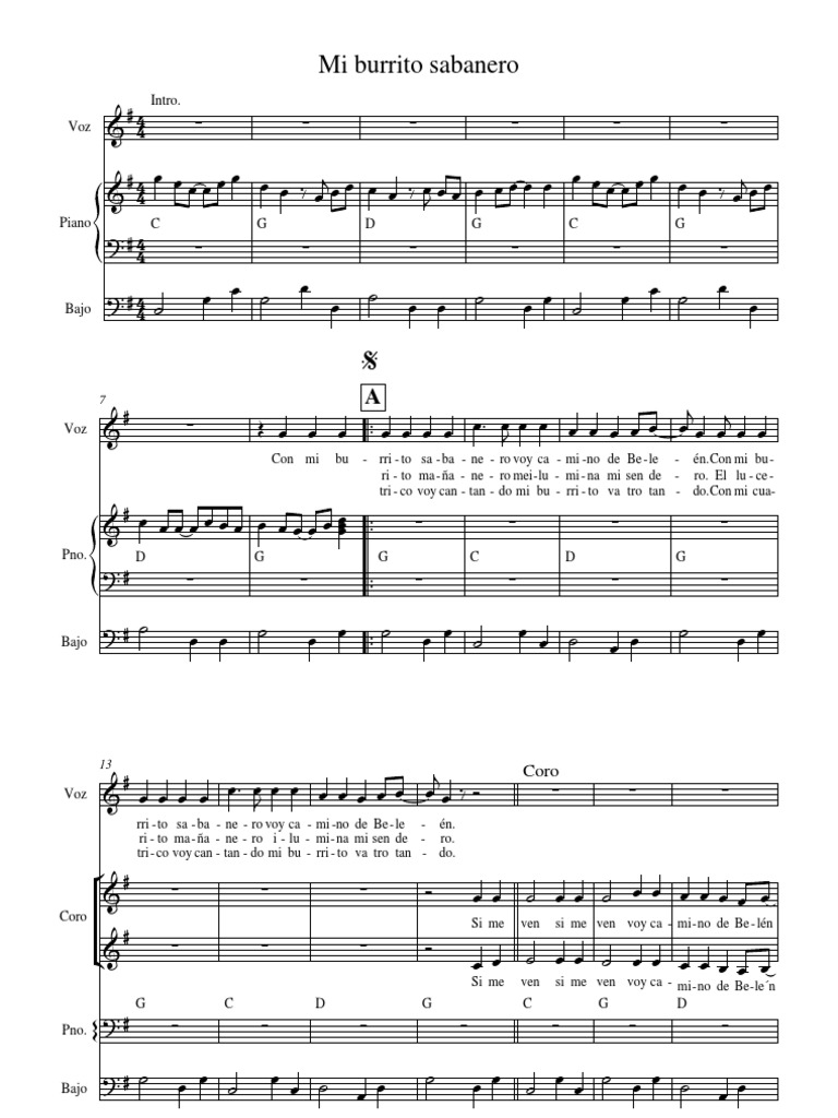 Mi Burrito Sabanero (Piano) | PDF