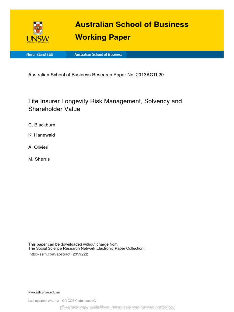 SSRN 2359222 | PDF | Insurance | Risk