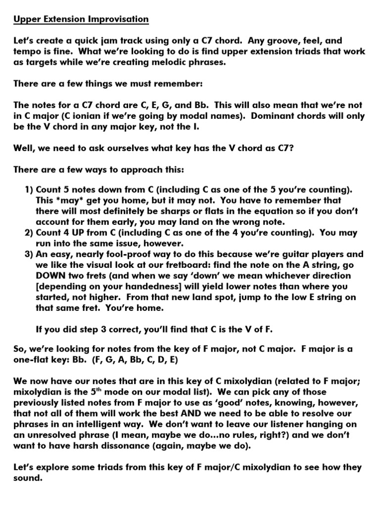 Upper Extension Improvisation | PDF | Chord (Music) | Harmony