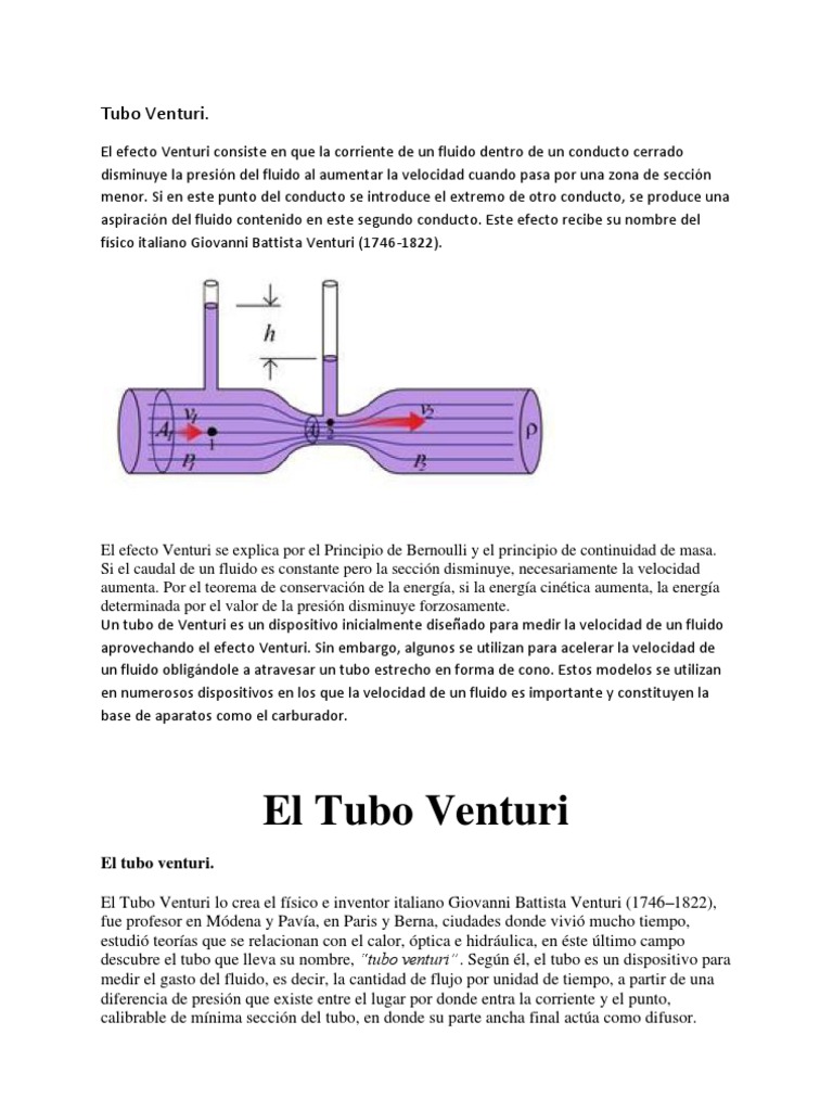 Tubo de Venturi | PDF | Tubería (transporte de fluidos) | Ingeniería ...