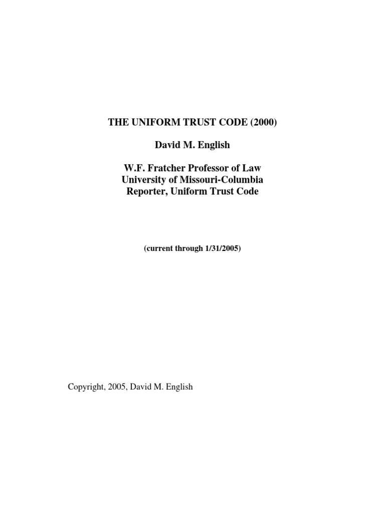 Uniform Trust Code Utc | PDF | Trust Law | Trustee