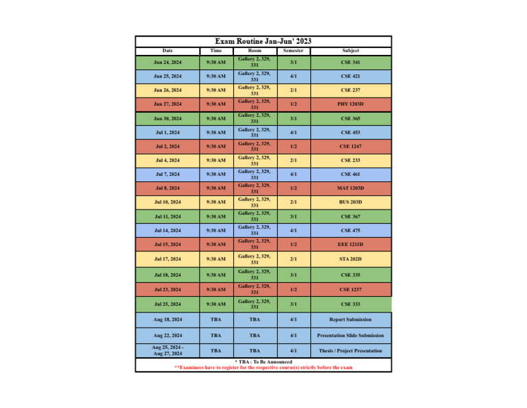 Exam Routine Jun2024 | PDF