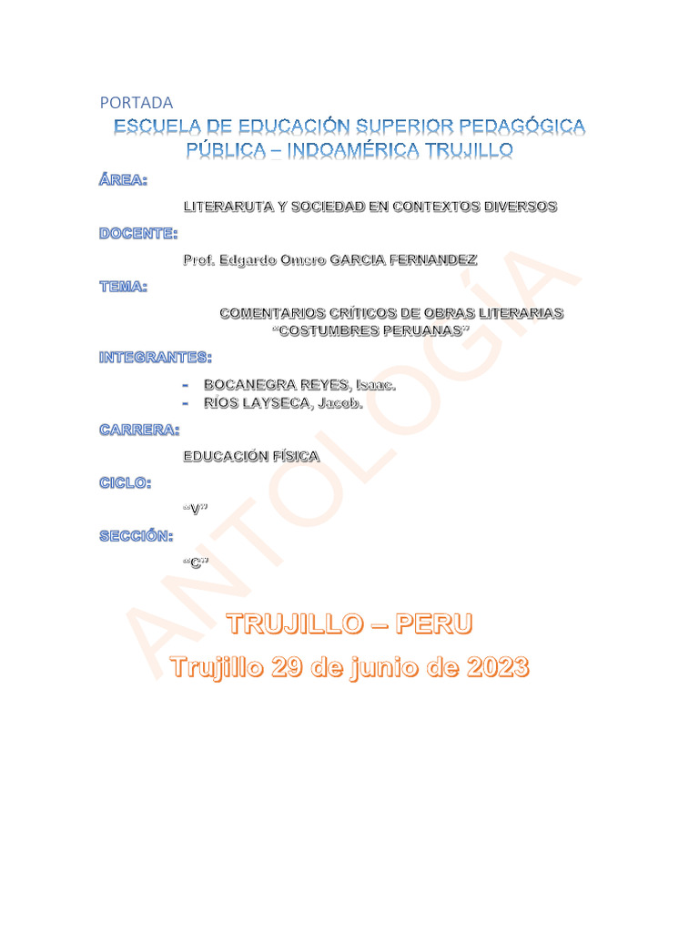 Antología Jacob Rios Layseca - Isaac Bocanegra Reyes | PDF | Perú | Novelas