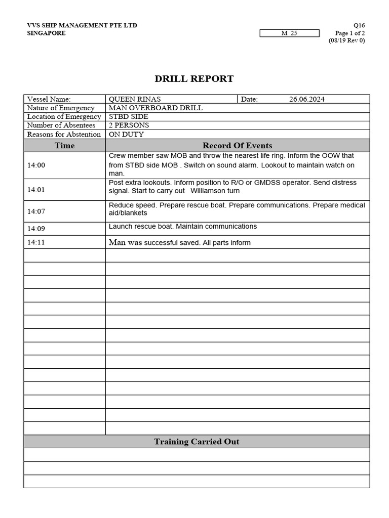 MOB Drill | PDF | Water Transport | Ships