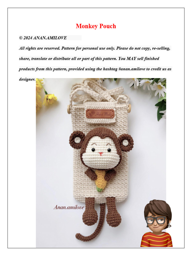 Monkey Pouch 24 | PDF | Crochet | Sewing