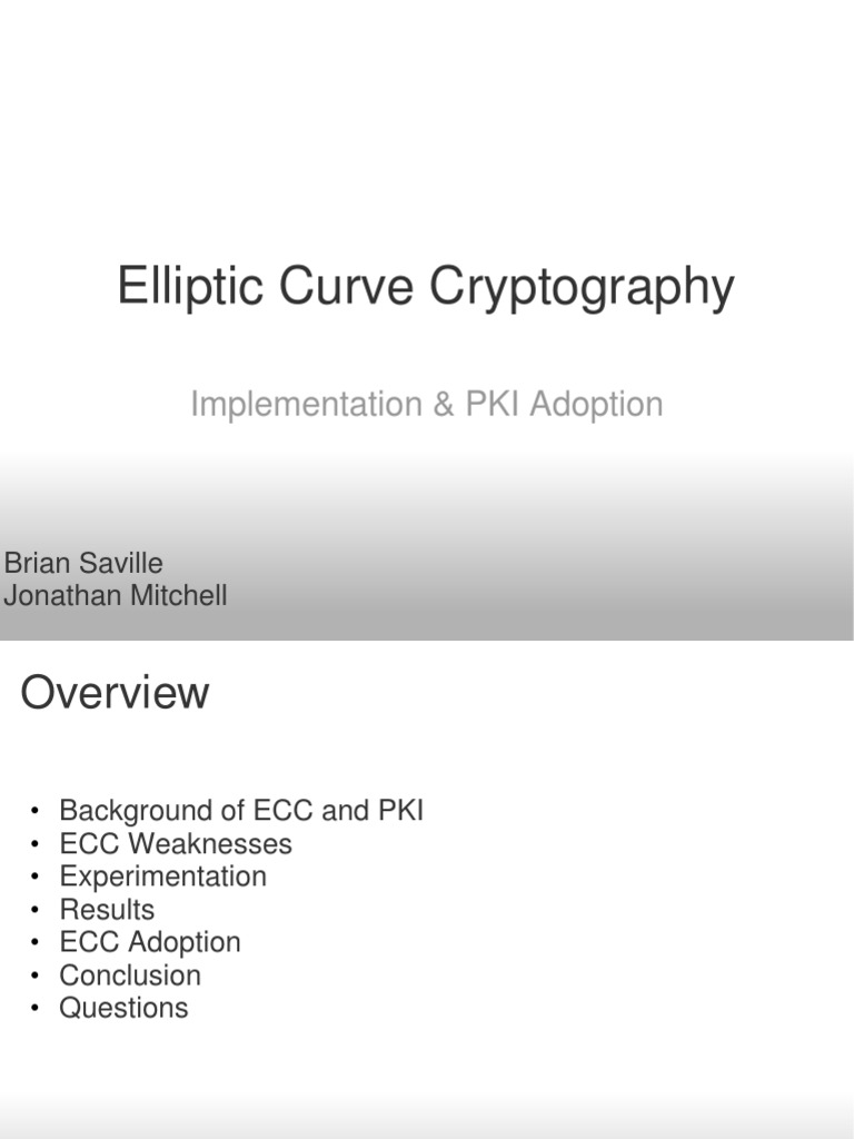 ECC Presentation | PDF | Public Key Cryptography | Cryptography