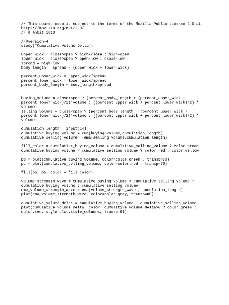 Cumulative Volume Delta Analysis Script | PDF | Business | Computers