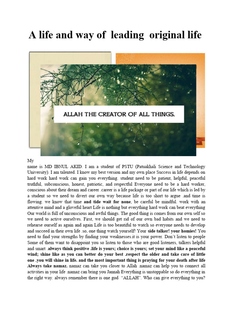 A Life and Way of Leading Original Life Made by Akid | PDF | God In ...