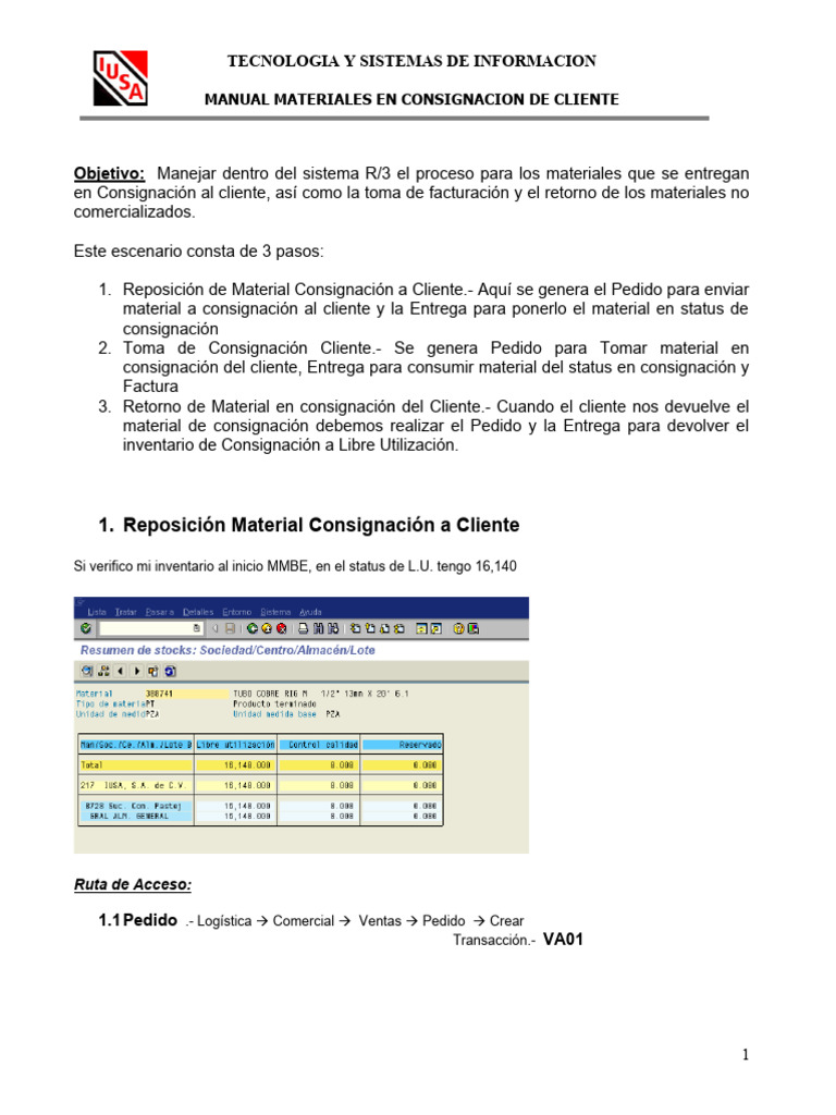 Manual Materiales en Consignacion Cliente | PDF | Información | Economias