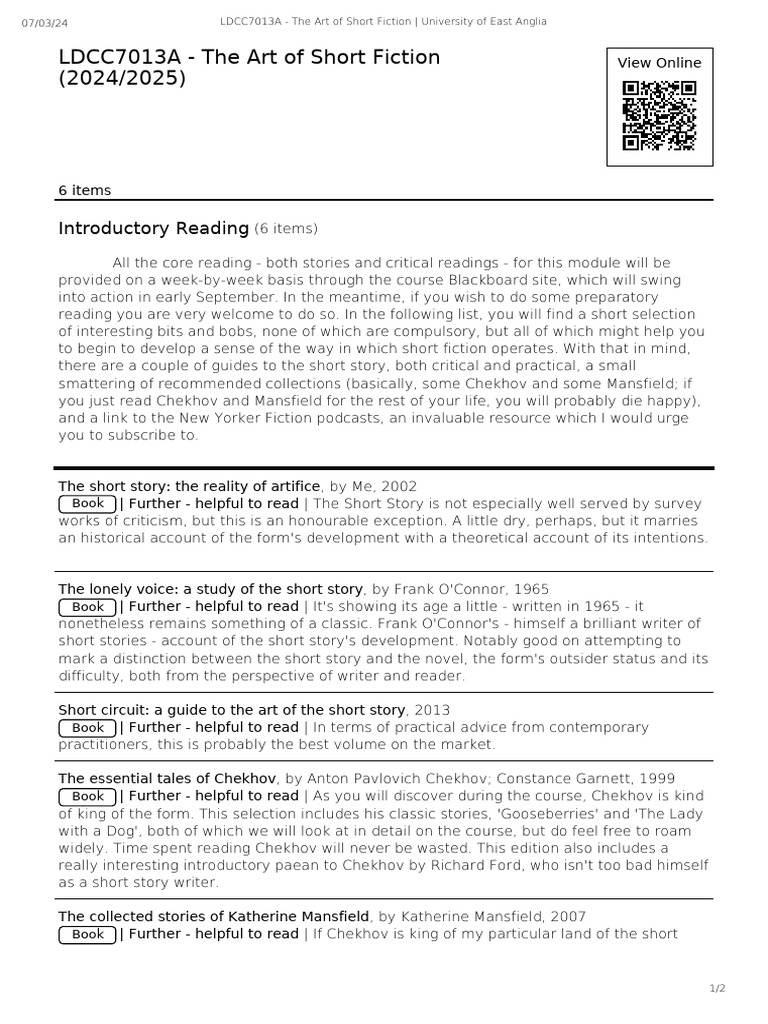 The Art of Short Fiction | PDF