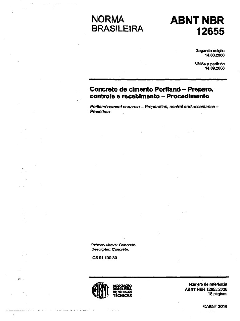 NBR 12655 - Concreto - Controle | PDF | Concreto | Engenharia Civil