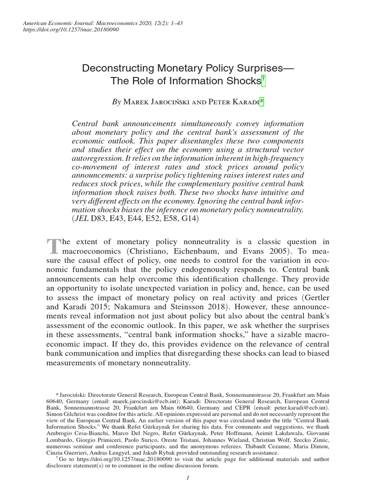 Deconstructing Monetary Policy Surprises— The Role of Information Shocks | PDF | Macroeconomics ...