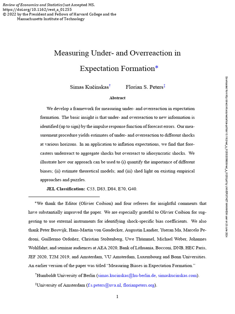 Measuring Under and Overreaction in Expectation Formation | PDF ...