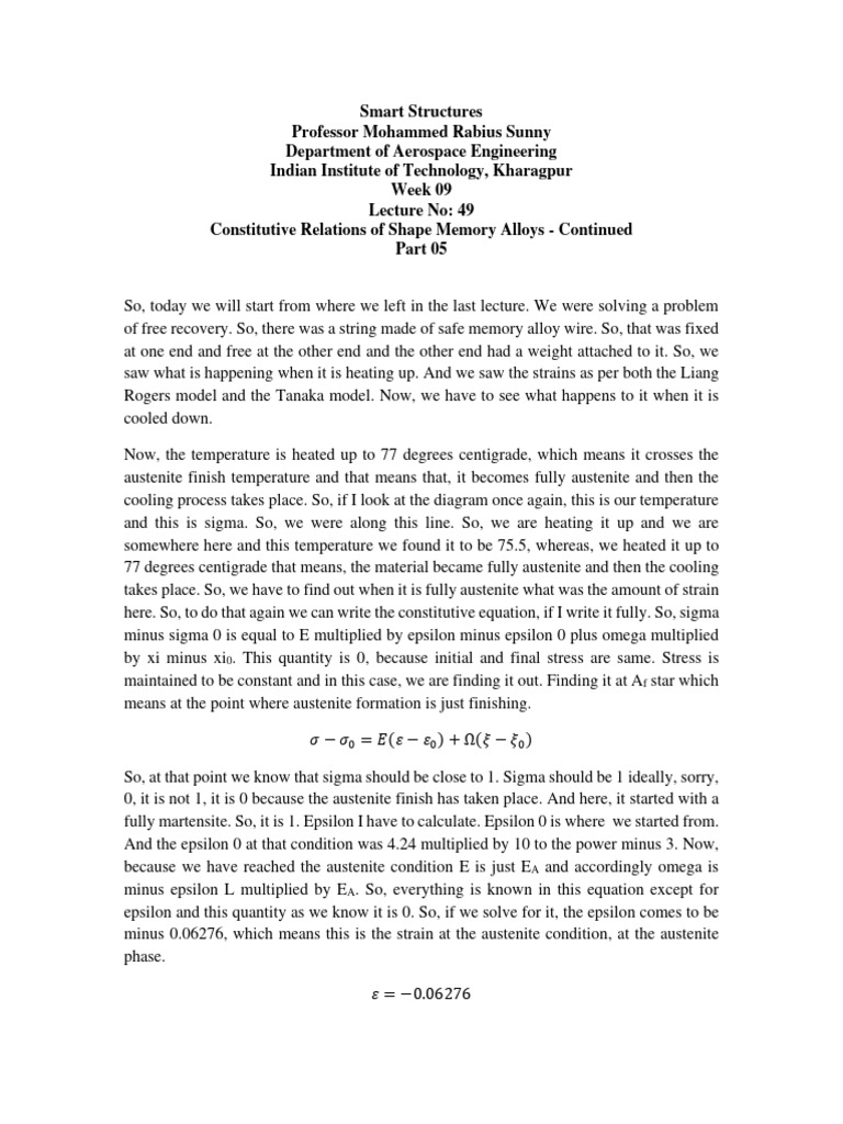 Lec 049 | PDF | Shape Memory Alloy | Stress (Mechanics)