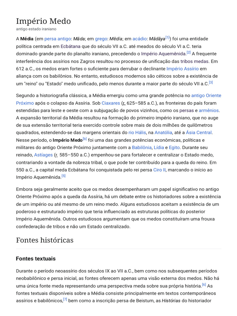 História do Império Medo Antigo | PDF | Assíria | Ciro II