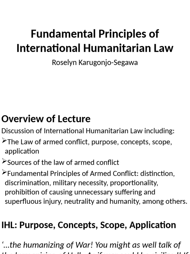 Principle of Distinction in IHL | PDF | International Humanitarian Law ...