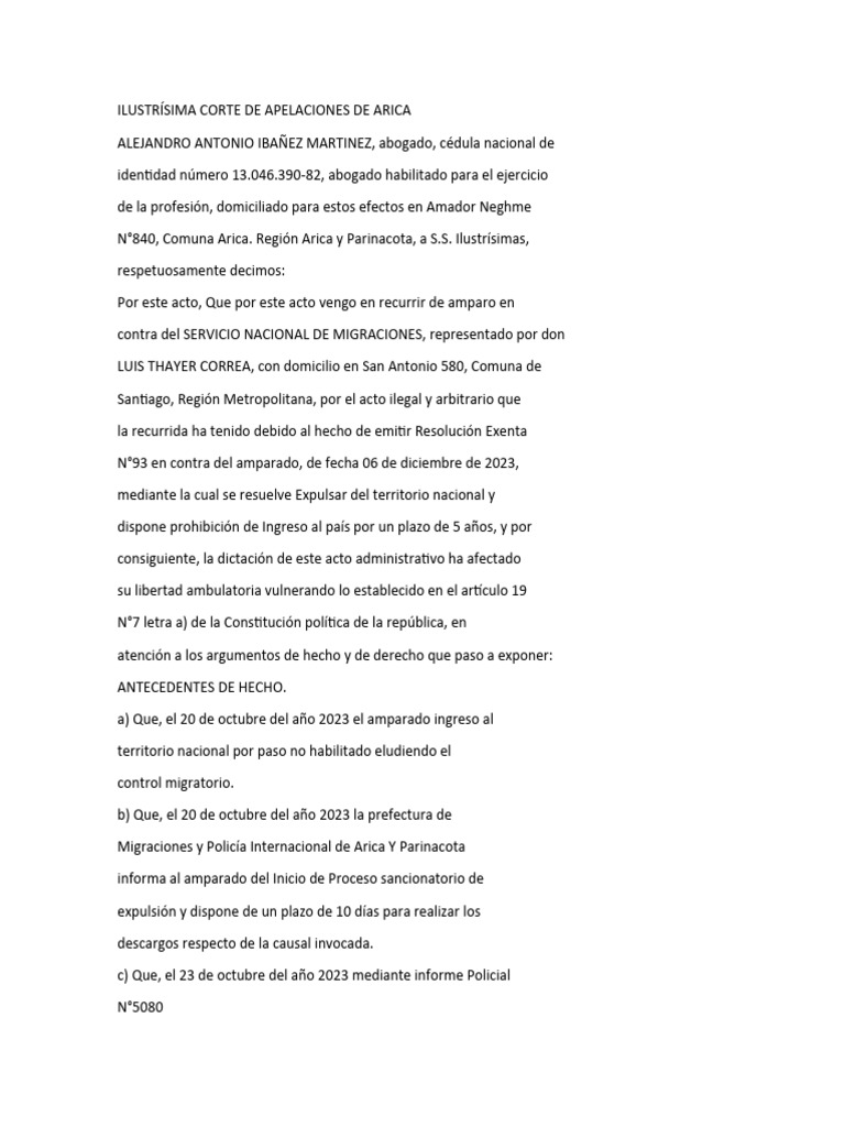 ILUSTRÍSIMA CORTE DE APELACIONES DE ARICA | PDF | Derechos humanos ...