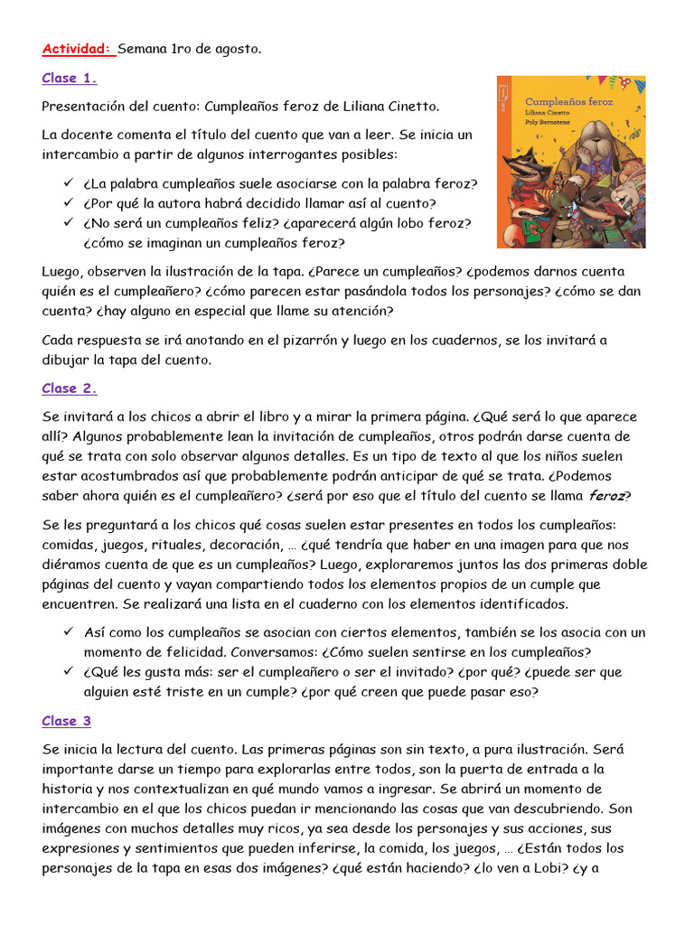 Secuencia Cuento Con Lobos Agosto y Producto Final | PDF | Cumpleaños