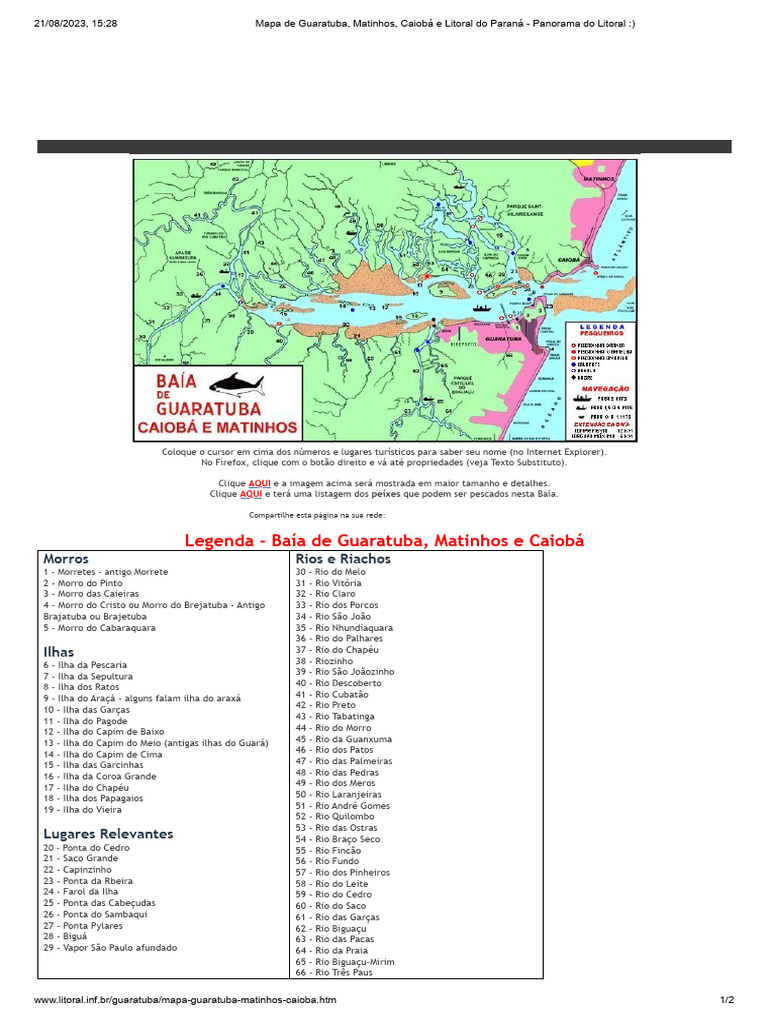 Mapa de Guaratuba, Matinhos, Caiobá e Litoral Do Paraná - Panorama Do ...