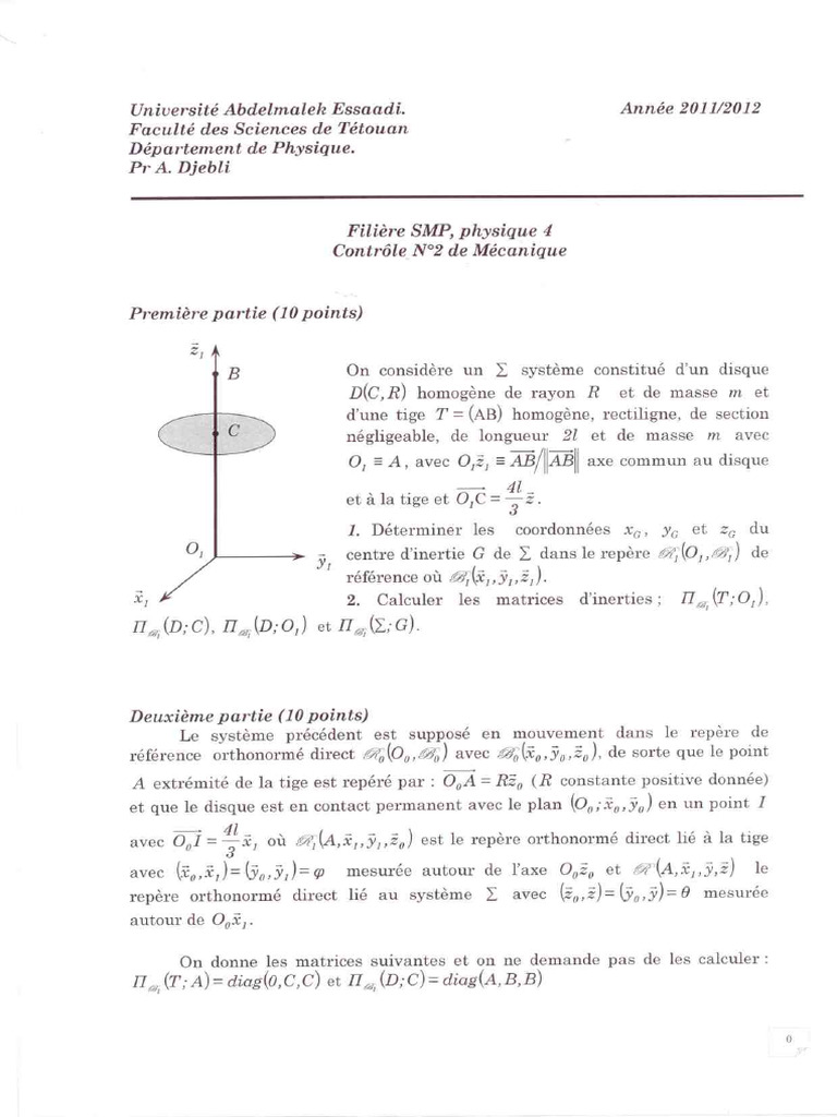 Examen6 Mécanique Du Solide FS-Tétouan | PDF