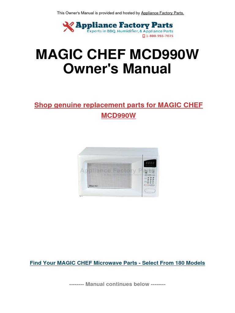 Magic Chef MCD990W Microwave Manual | PDF | Capacitor | Switch