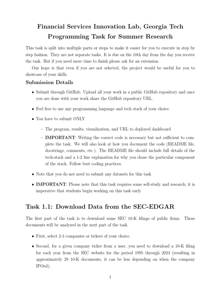 FinTech Lab Summer 2024 Programming Task | PDF | Mobile App | Computer Programming