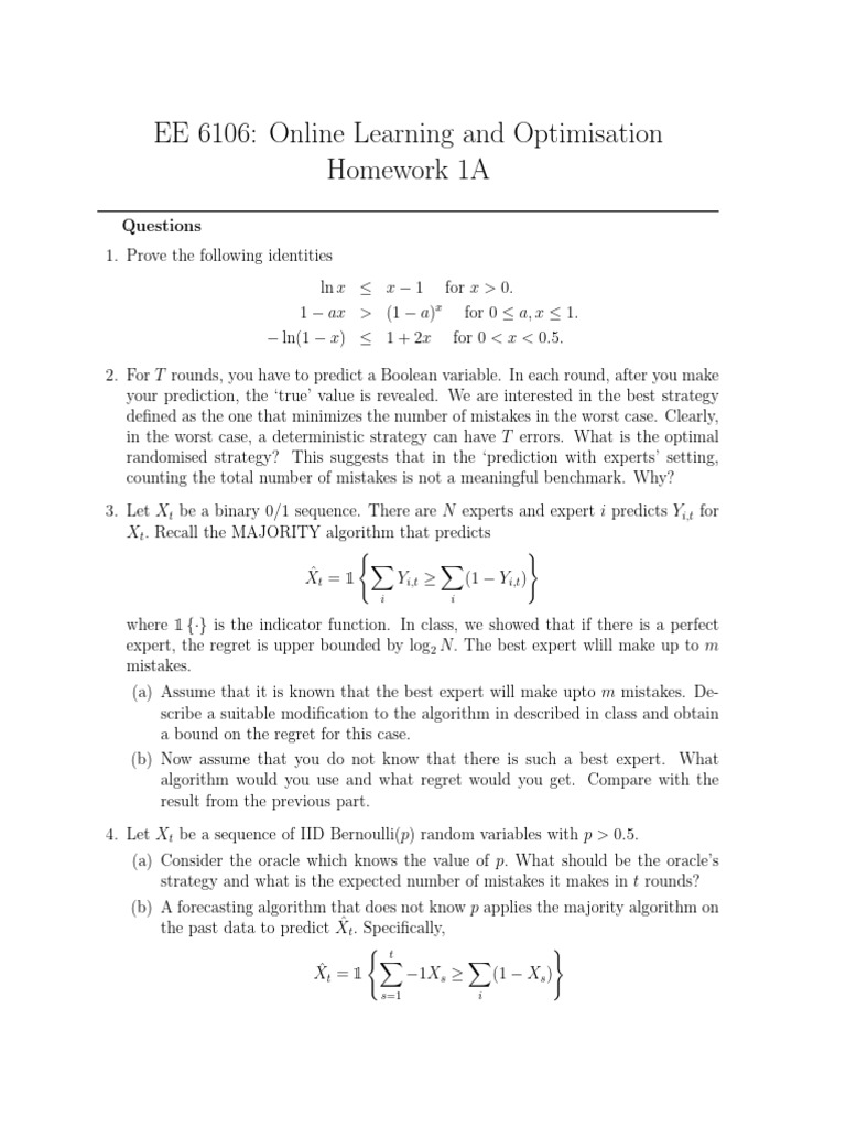HW1A | PDF | Theoretical Computer Science | Statistical Theory