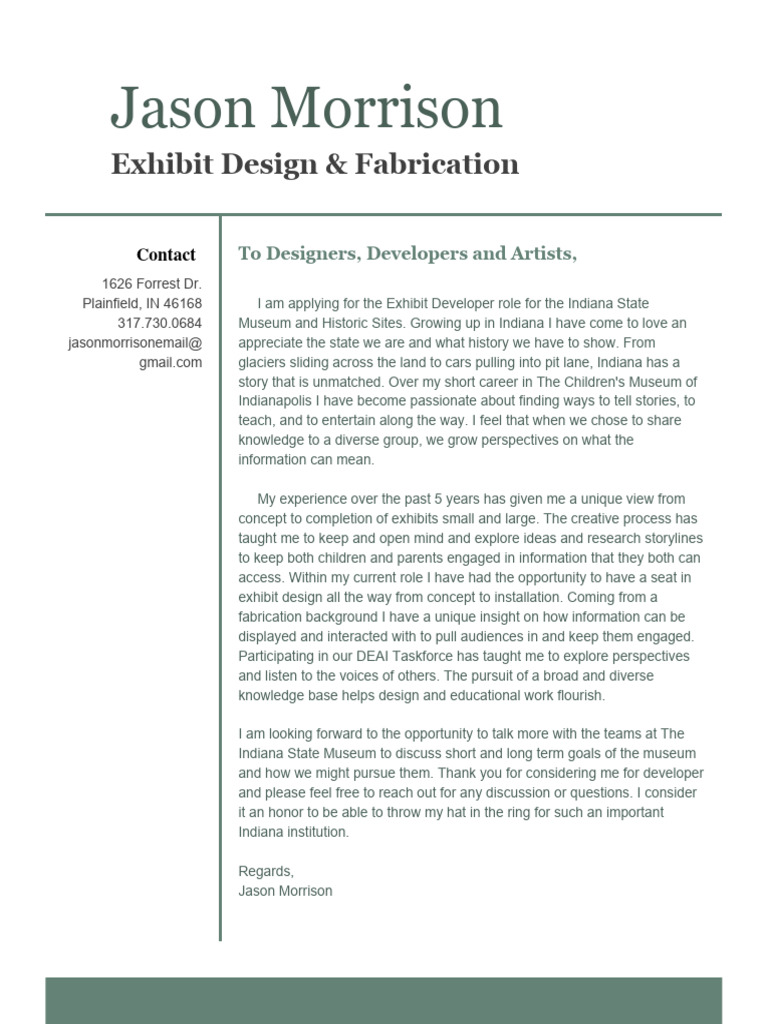 Cover Letter Jason Morrison | PDF | Museum | Liberal Arts Education