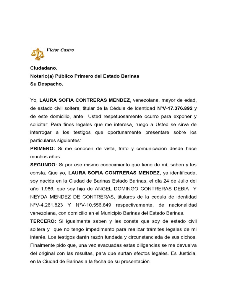 Carta de Splteria de Laura | PDF | Documento de identidad | Derecho Civil (Common Law)