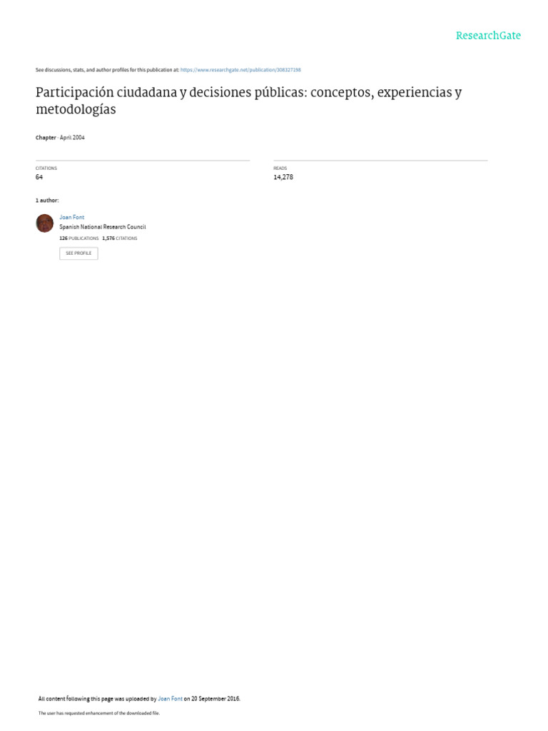 Participacion Ciudadana Joan Font | PDF | Democracia | Ideologías políticas Participacion Ciudadana Joan Font | PDF | Democracia | Ideologías políticas