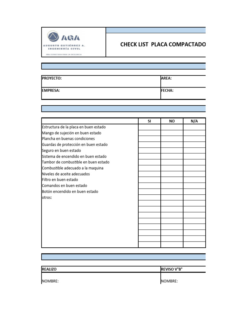 Check List Placa Compactadora | PDF