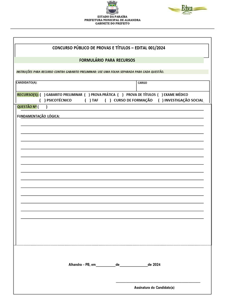 Formulario de Recursos | PDF Formulario de Recursos | PDF