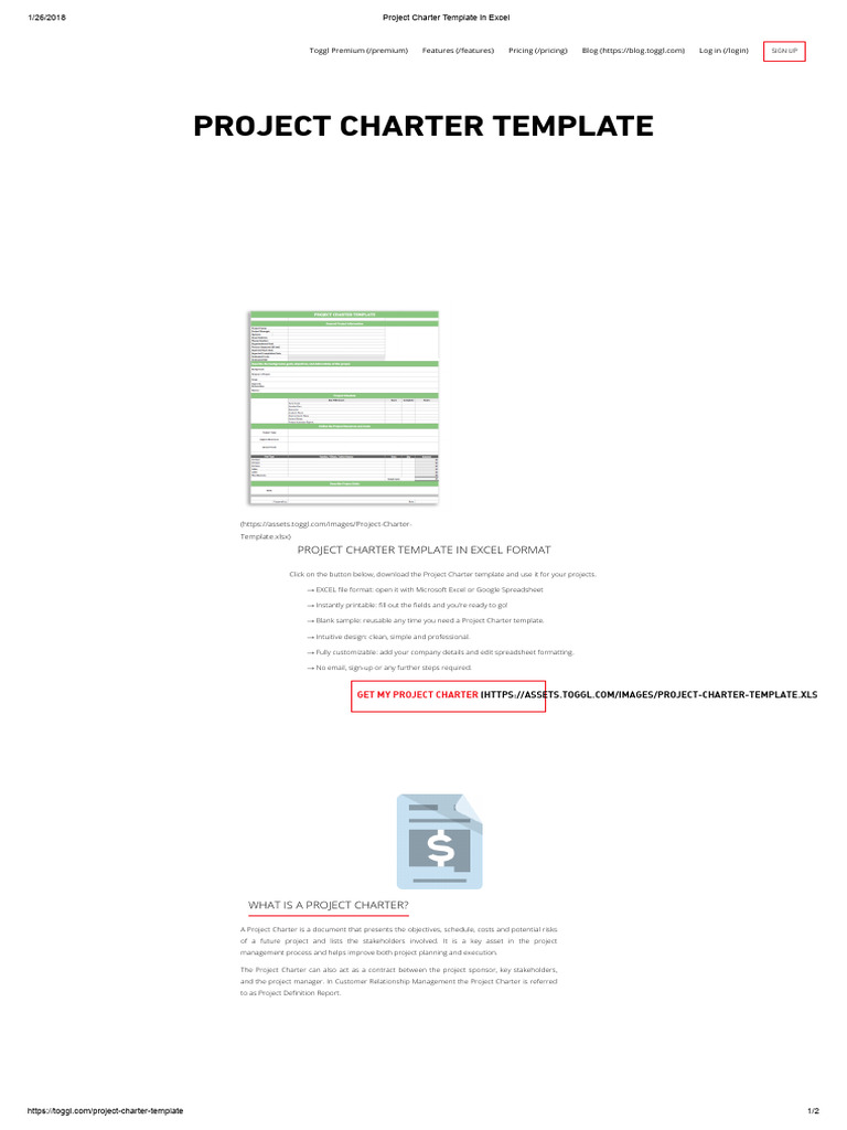 Project Charter Template in Excel | PDF | Microsoft Excel | Business