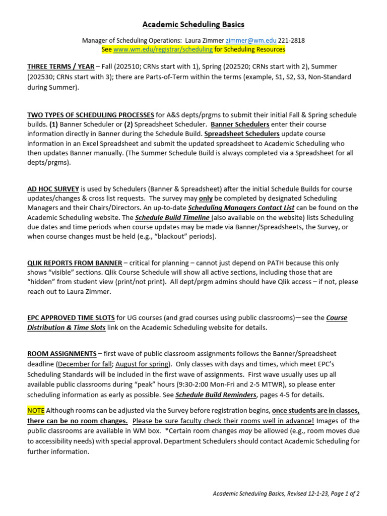 Schedule Basics | PDF
