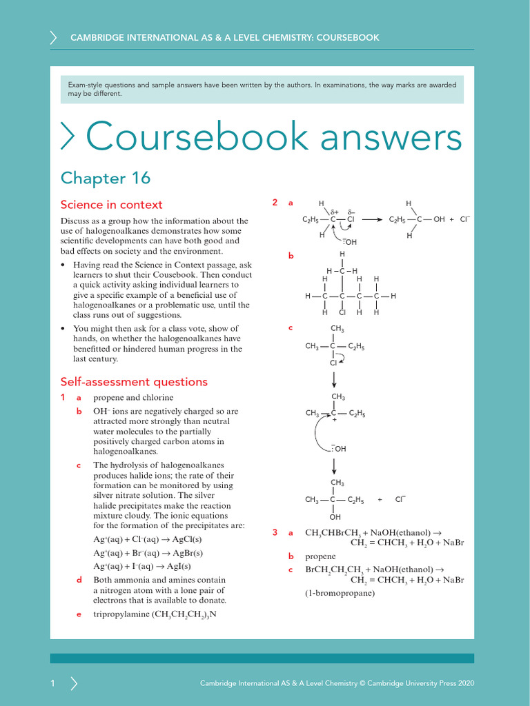 AS & A Level Chemistry Coursebook Answers | PDF | Chlorine | Hydroxide