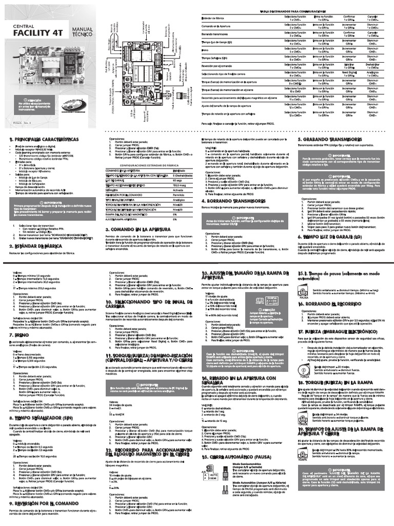 MANUAL CENTRAL FACILITY 4tok | PDF | Relé | Metrología