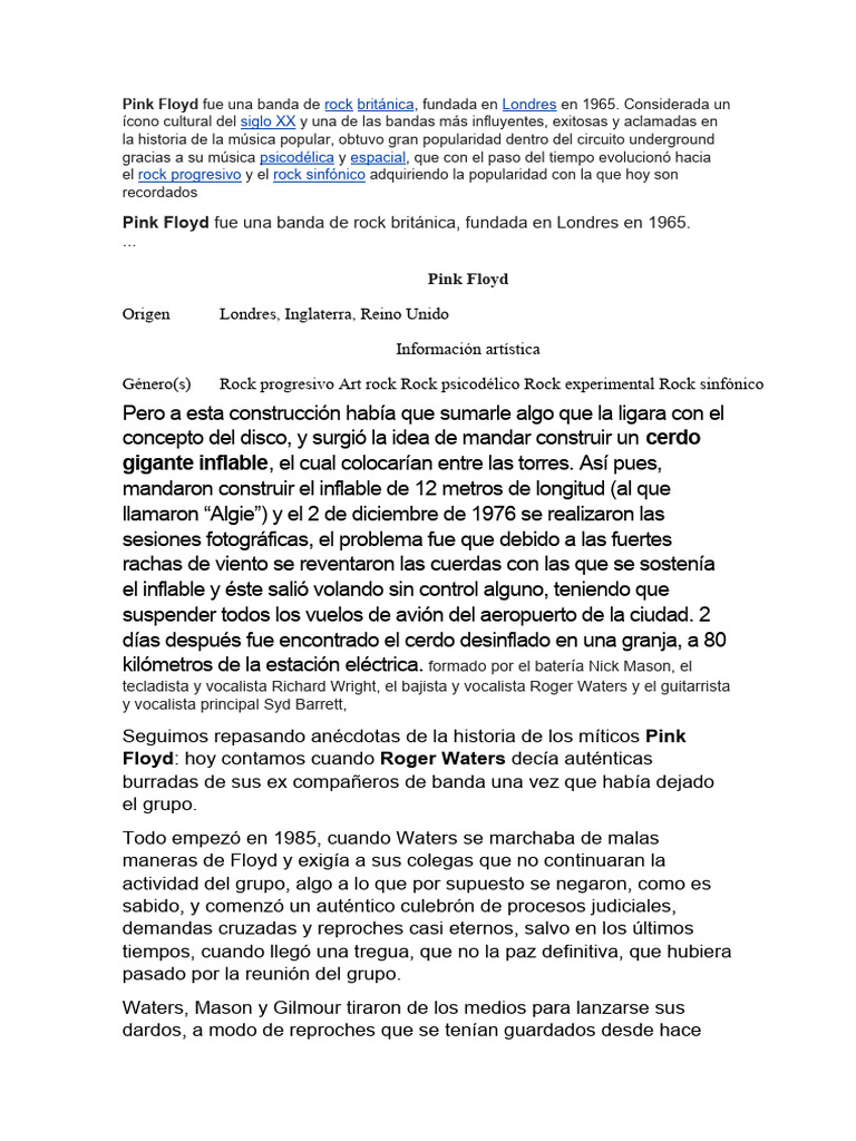 Pink Floyd | PDF | Musica Popular | La música rock