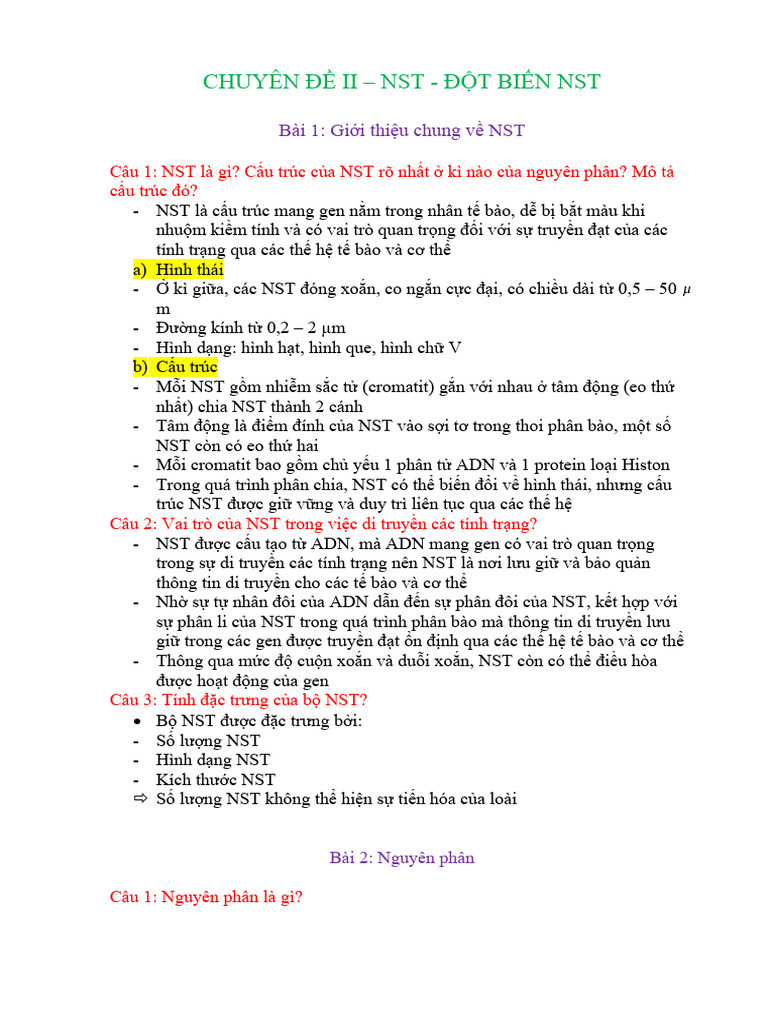 Nst Đột Biến Nst | PDF