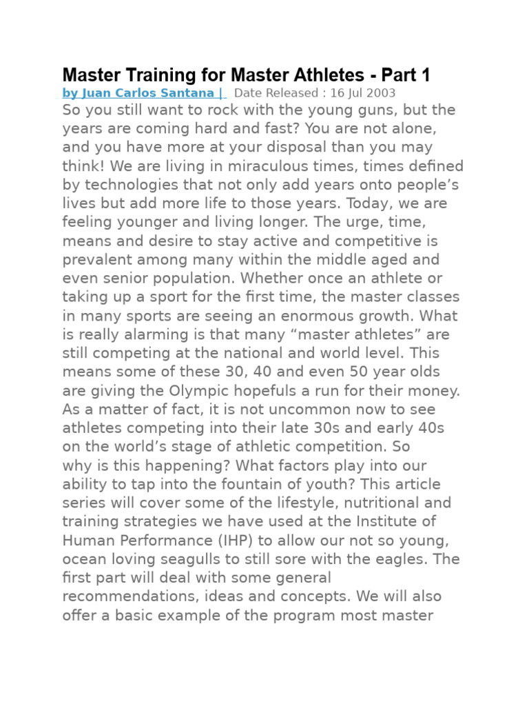 Master Athlete Training Guide | PDF | Self-Improvement