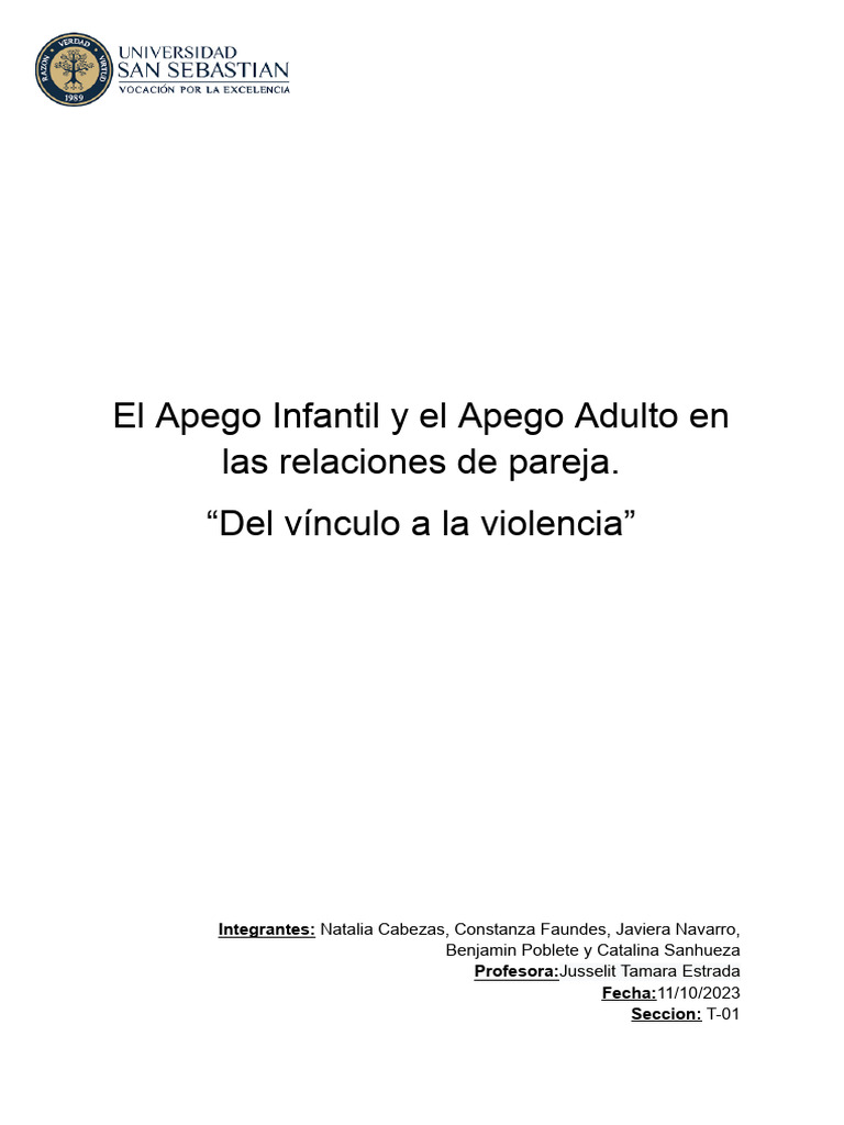 Apego Infentil y Apego Adulto | PDF | Teoría de apego | Adultos