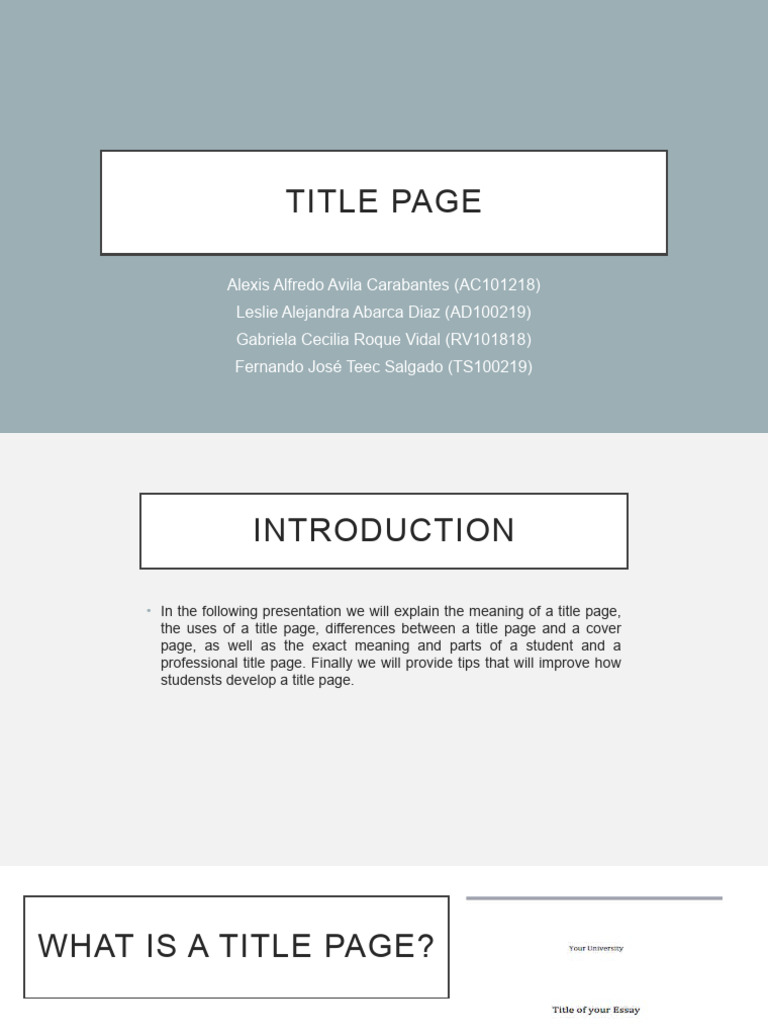TITLE PAGE Presentation | PDF | Apa Style | Thesis