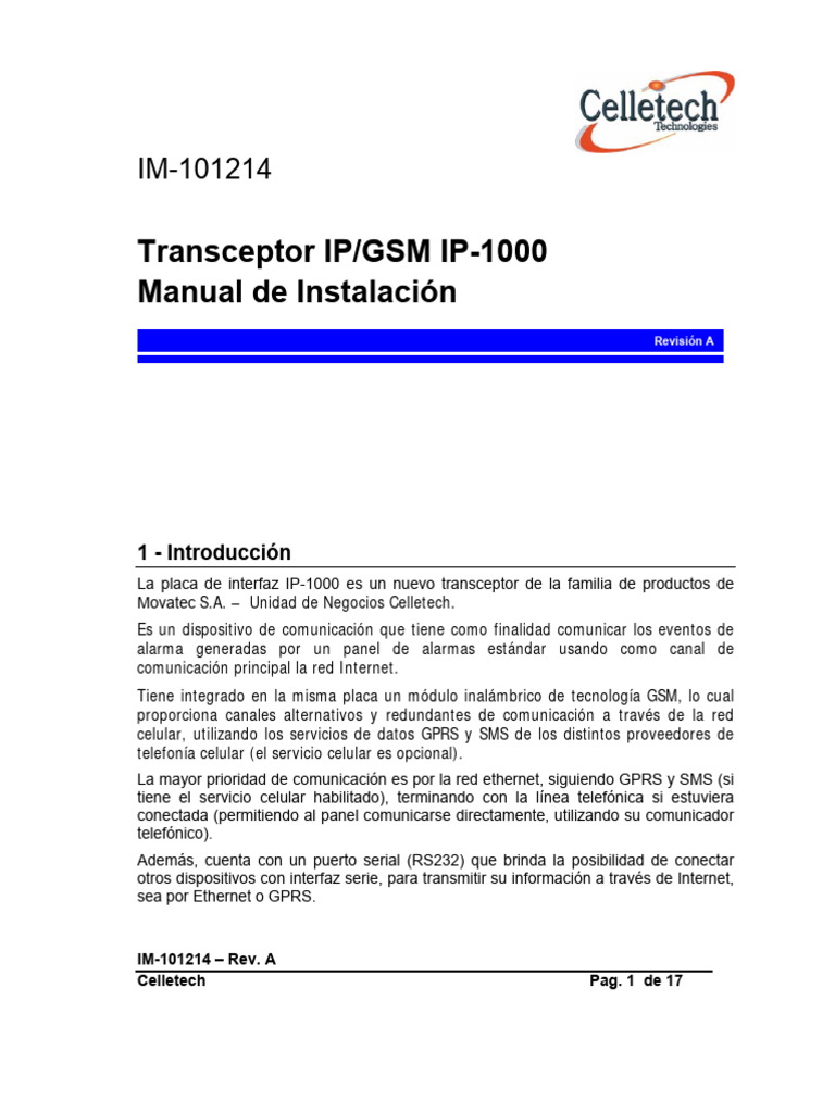 Ip1000 Manual-De-Instalacion Esp | PDF | Dirección IP | Red de computadoras