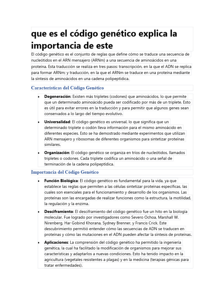 Que Es El Código Genético | PDF | Codigo genetico | Genética