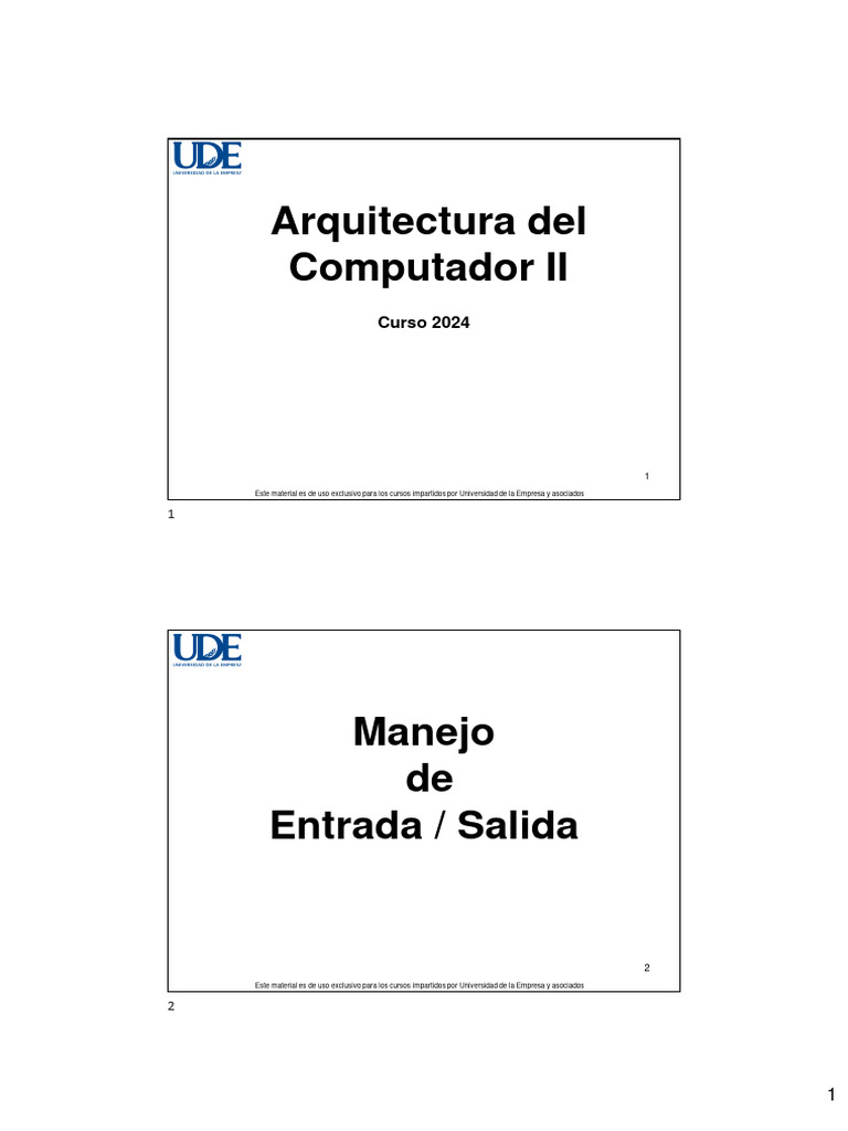 Arq II - 07 - Manejo de Entrada Salida | PDF | De entrada y salida | Hardware de la computadora