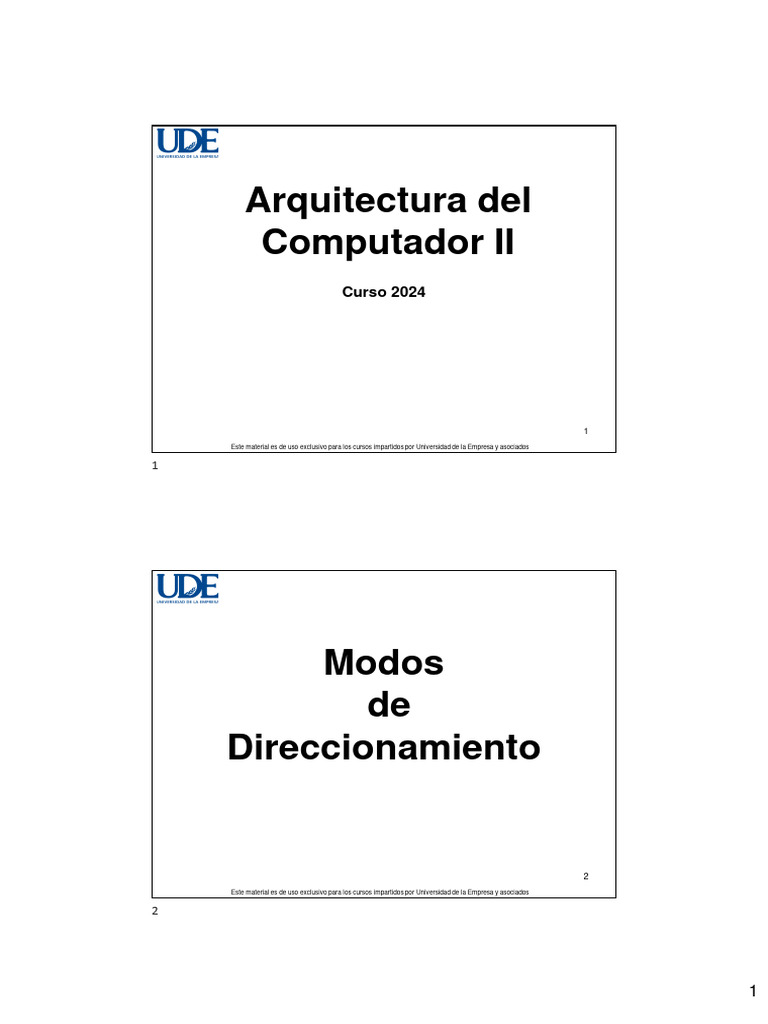 Arq II - 06 - Modos de Direccionamiento | PDF | Unidad Central de procesamiento | Programación ...
