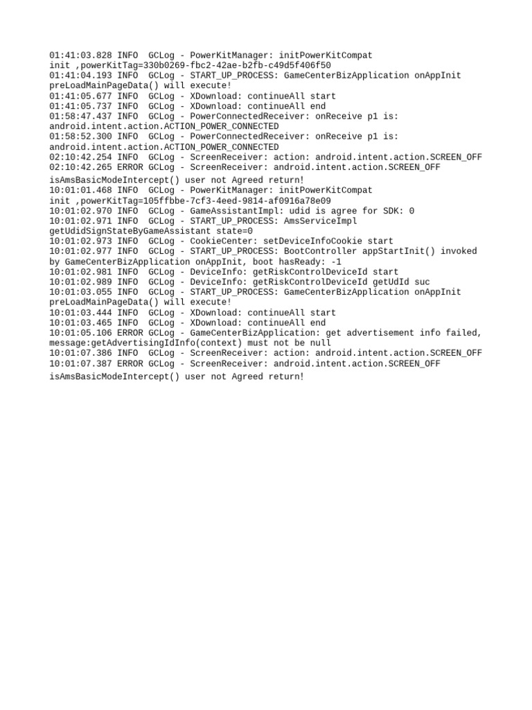 Game Center Application Log Analysis | PDF | Finance & Money Management | Technology & Engineering