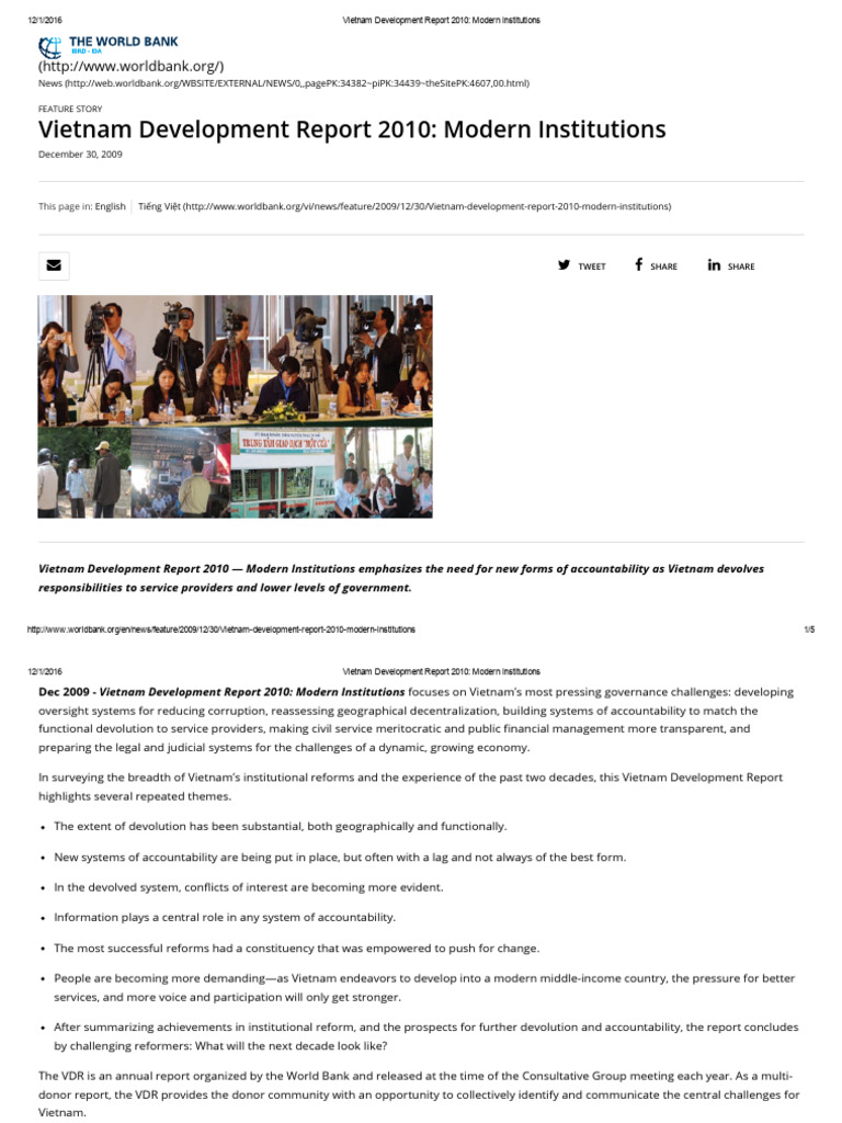 Vietnam Development Report 2010 - Modern Institutions | PDF | Vietnam ...