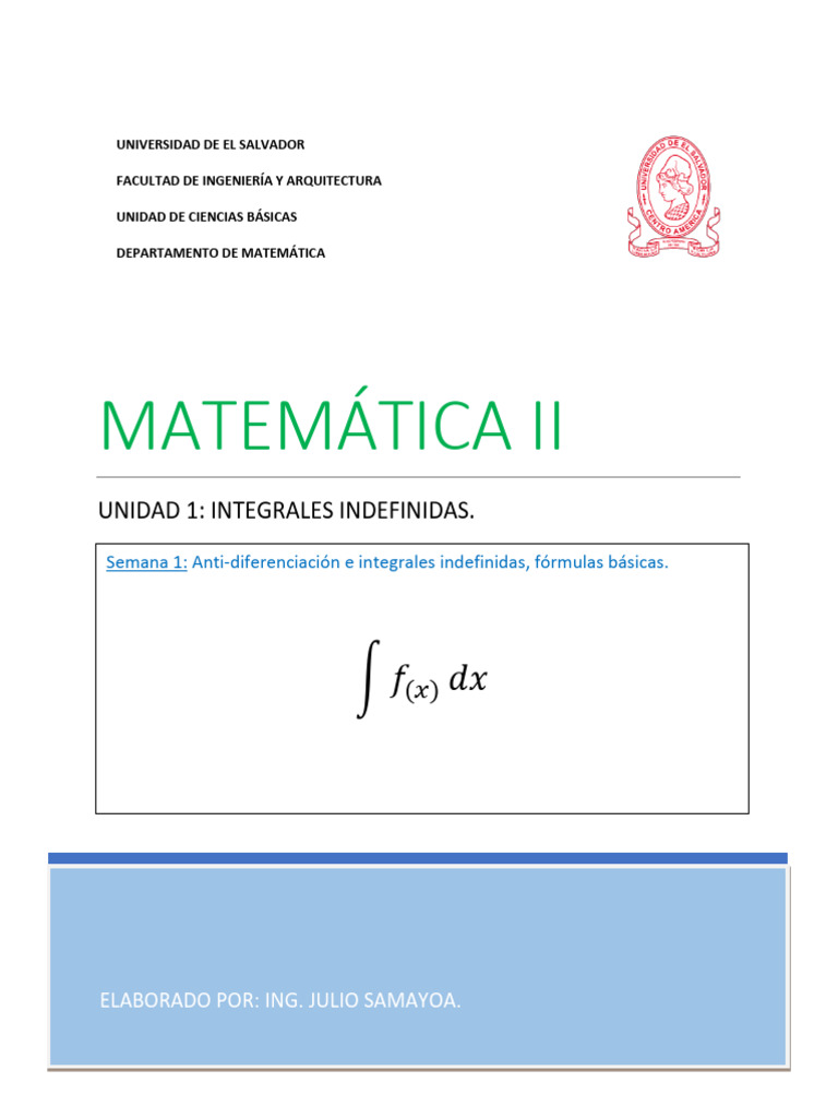Guión de Clase - Semana 1 - Matemática Ii - Ciclo I - 2024 | PDF | Integral | Derivado