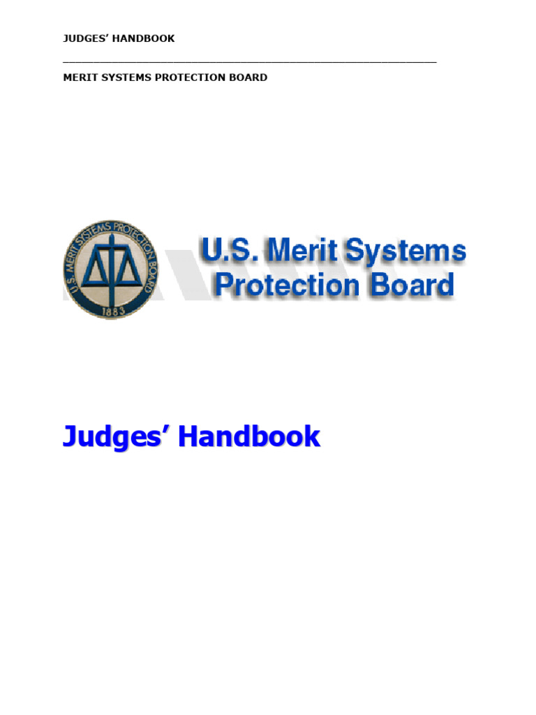 Judges' Handbook for MSPB Appeals | PDF | Appeal | Discovery (Law)